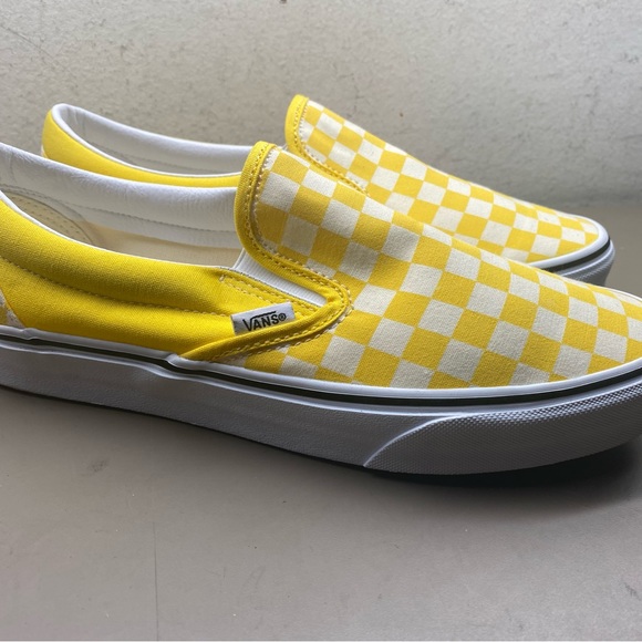 Vans | Shoes | New Mens Vans Classic Slipon Checkerboard Yellow White ...